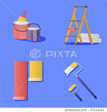 set painting and wall upkeep tools - Stock Illustration [47224221] - PIXTA