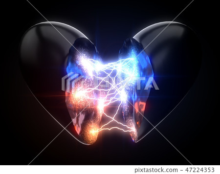 power of love. concept with lightning on heart.... - Stock Illustration ...