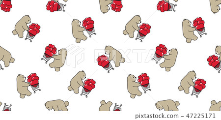 Bear seamless pattern heart vector valentine polar - Stock Illustration ...