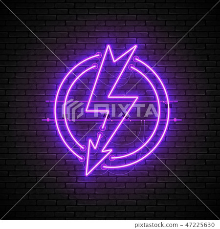 Shining and glowing purple lightning neon sign... - Stock Illustration ...