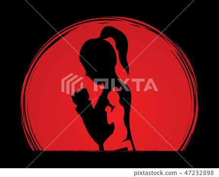 Woman prayer shadow graphic vector - Stock Illustration [47232898] - PIXTA