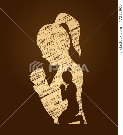 Woman prayer shadow graphic vector - Stock Illustration [47232900] - PIXTA
