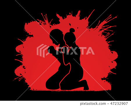 Man and woman prayer shadow graphic vector - Stock Illustration ...