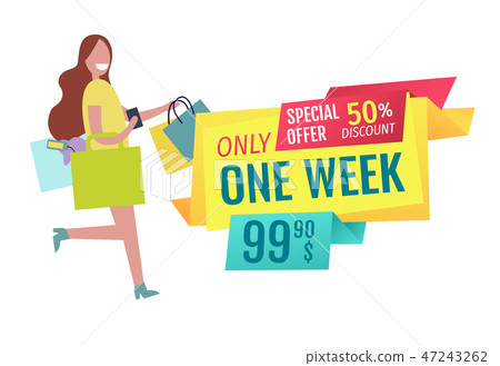 Only One Week Offer Poster Vector Illustration - Stock Illustration ...