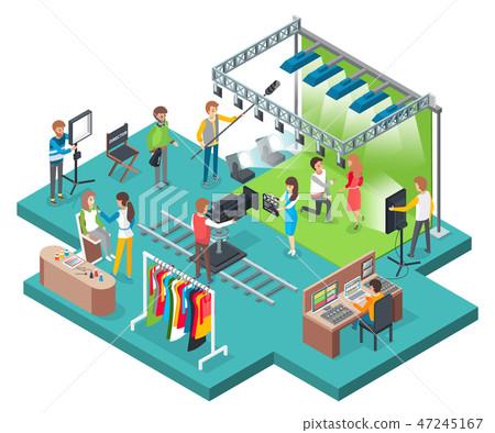 Film Studio Filmmaking Process Isolated Vector - Stock Illustration ...