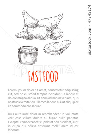 Fast Food Fried Chicken Poster Vector Illustration - Stock Illustration ...