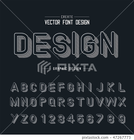 Font and alphabet vector, Line shadow typeface - Stock Illustration ...