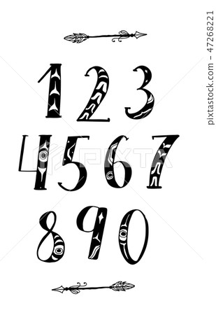 Brush lettering numbers - Stock Illustration [47268221] - PIXTA