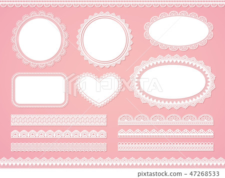 White lace line and background set - Stock Illustration [47268533] - PIXTA