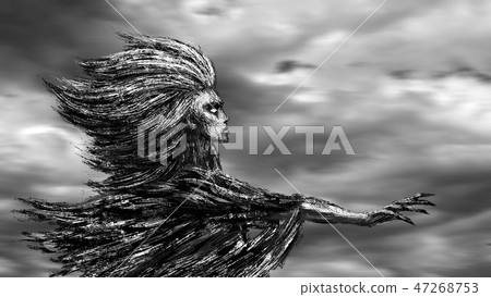 Goddess of the wind. Fantasy illustration. - Stock Illustration ...