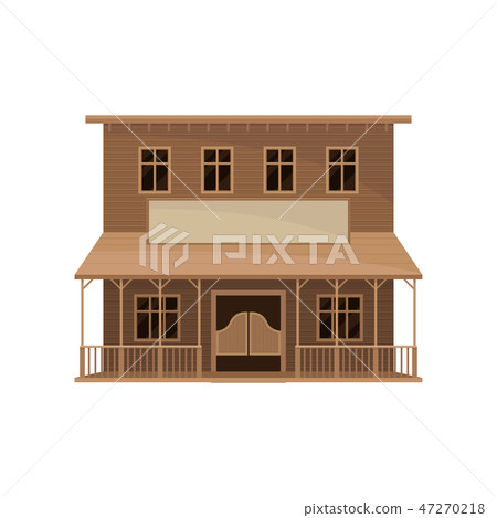 Two-storey saloon with swinging doors, big... - Stock Illustration ...