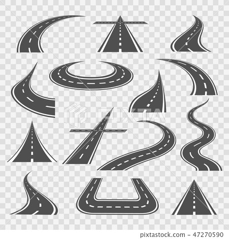 Road curves isolated on transparent - Stock Illustration [47270590] - PIXTA