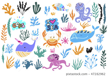 Set of osean elements1.eps - Stock Illustration [47282962] - PIXTA