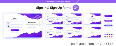 Set of Sign Up and Sign In forms. Purple gradient. - Stock Illustration ...