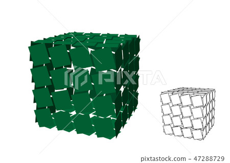 Abstract polygonal broken cube. Isolated on white - Stock Illustration ...