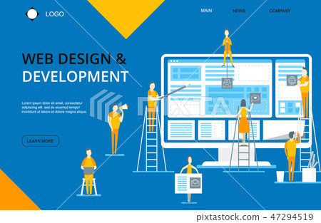 Cartoon Web Design and Development Card Poster.... - Stock Illustration ...