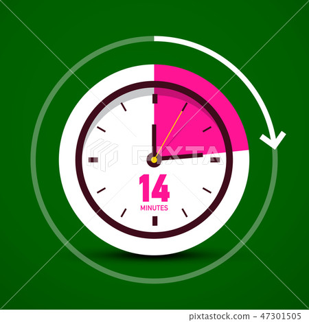 Fourteen 14 Minutes Analog Stopwatch Clock Icon - Stock Illustration ...