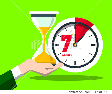 7 Seven Minutes Clock Vector Flat Design Time - Stock Illustration ...