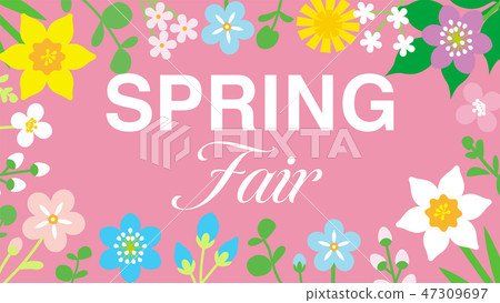 Spring flowers frame letter entered Spring fair... - Stock Illustration ...