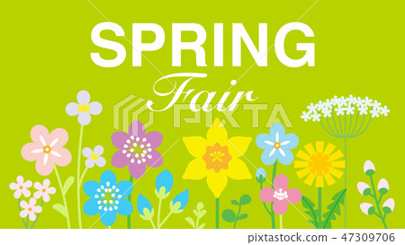 Spring wild flowers with letters Spring fair... - Stock Illustration ...