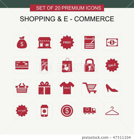 Shopping and Ecommerce icons set red - Stock Illustration [47311104 ...