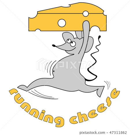 joyful mouse running with cheese design for kids - Stock Illustration ...