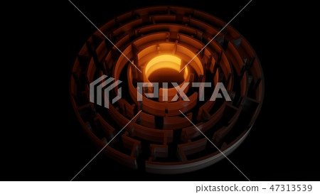 3D circular maze with a bright red flash - Stock Illustration [47313539 ...