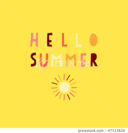 Hello Summer collage paper cut out style - Stock Illustration [47313620 ...