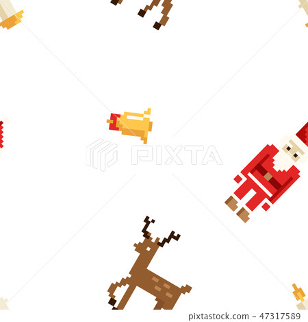 Colorful Pixel Pattern with Christmas Elements.... - Stock Illustration ...