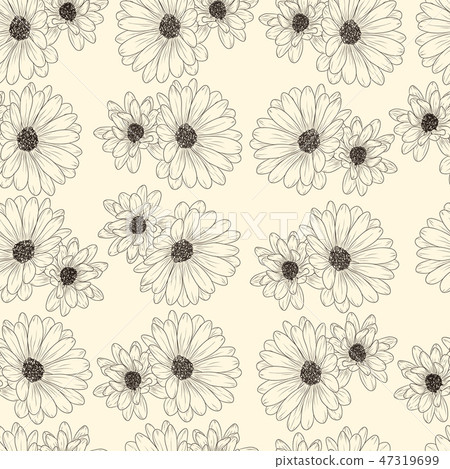 Daisy flowers seamless pattern - Stock Illustration [47319699] - PIXTA