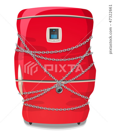 Refrigerator wrapped in chains with lock - Stock Illustration [47322661 ...