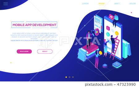 Mobile app development - modern colorful... - Stock Illustration ...