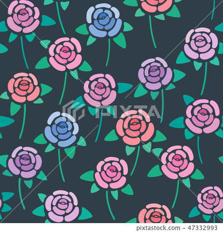 Seamless pattern with roses on dark background - Stock Illustration ...