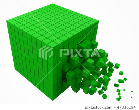 dissolving data block. made with smaller green... - Stock Illustration ...