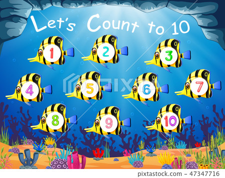 the fish with the number 1 until 10 on their body - Stock Illustration ...