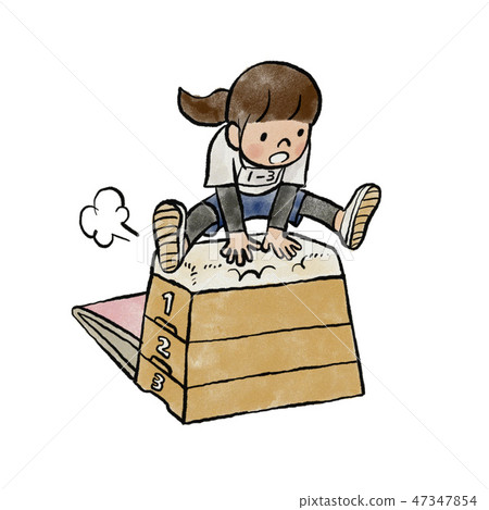 Elementary school student leaping the jumping box - Stock Illustration ...