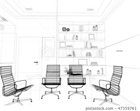 sketch design of interior conference room, - Stock Illustration ...