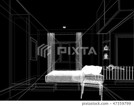 sketch design of interior living room,3d rendering - Stock Illustration ...
