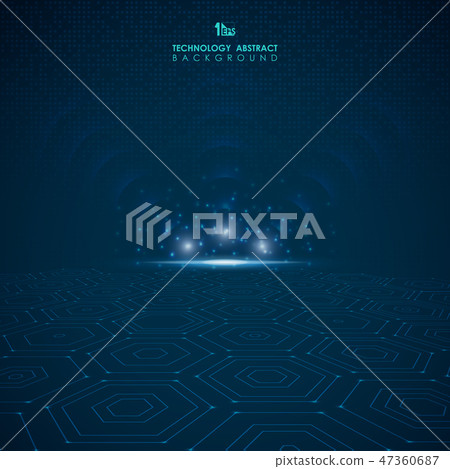 Abstract blue gradient pentagonal floor technology - Stock Illustration ...