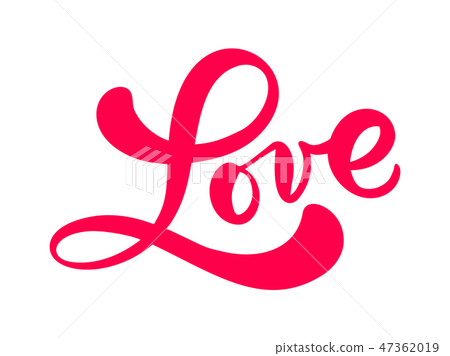 Red Calligraphy word Love. Vector Valentines... - Stock Illustration ...
