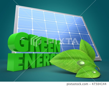 3d illustration of green sign with green leaf - Stock Illustration ...