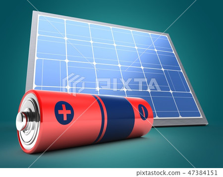 3d illustration of solar panel with battery - Stock Illustration ...