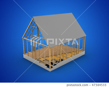 3d illustration of house frame - Stock Illustration [47384533] - PIXTA