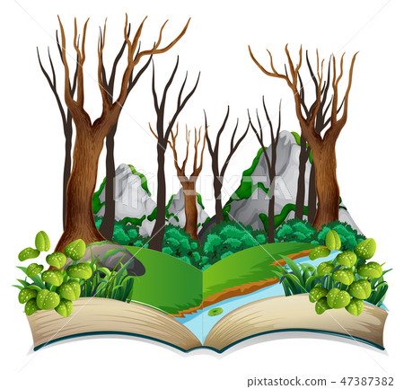 Open book jungle theme - Stock Illustration [47387382] - PIXTA