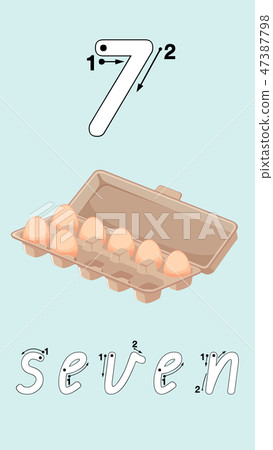 Seven eggs in carton - Stock Illustration [47387798] - PIXTA