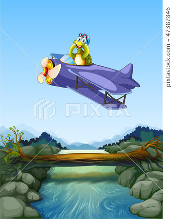 A turtle riding airplane - Stock Illustration [47387846] - PIXTA
