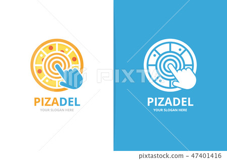 Vector pizza and click logo combination. Food... - Stock Illustration ...