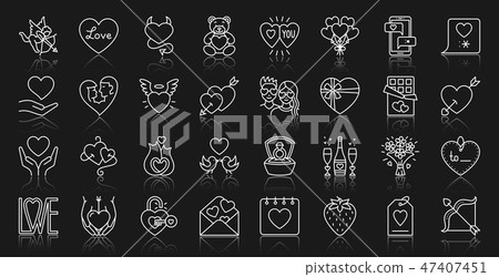 Valentines Day simple white line icons vector set - Stock Illustration ...