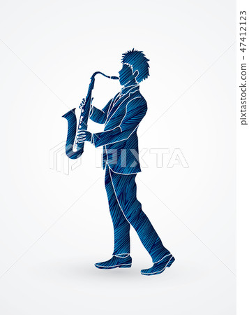 Saxophone player graphic vector - Stock Illustration [47412123] - PIXTA