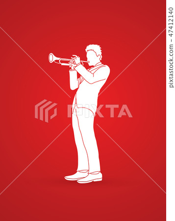 Trumpet player graphic vector.-插圖素材 [47412140] - PIXTA圖庫